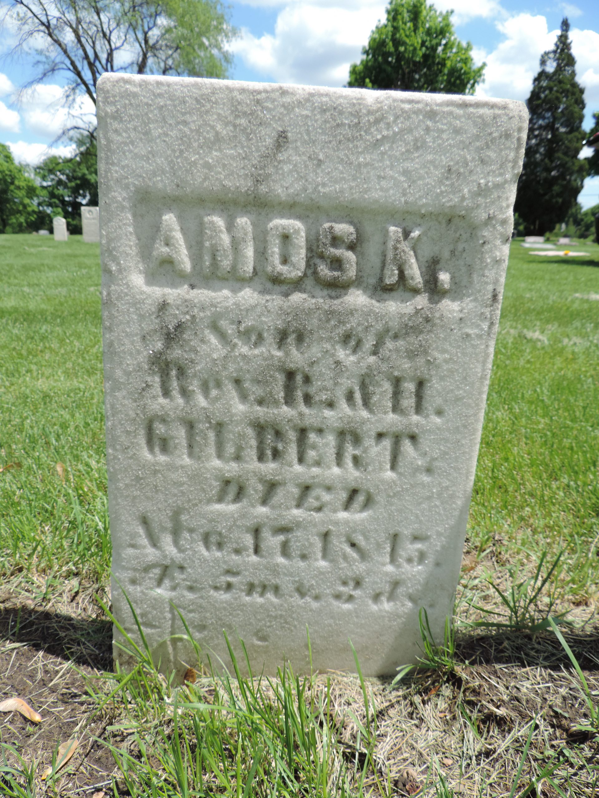 Gilbert, Amos Knox (1845-1845) – Fort Hill Cemetery