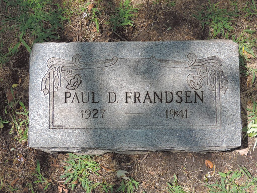 Frandsen, Paul Duus (1927-1941) – Fort Hill Cemetery
