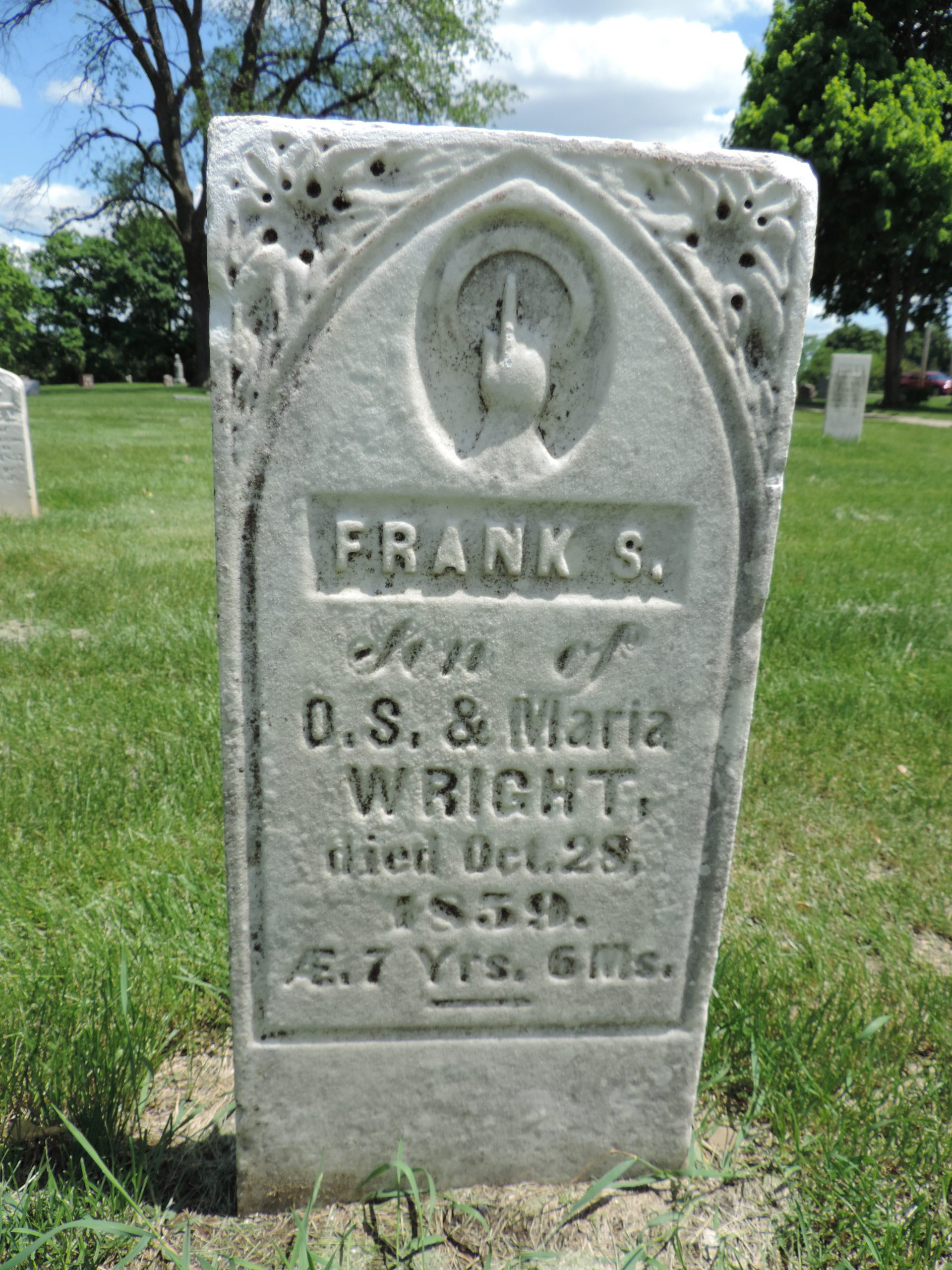 Wright, Frank S. (1852-1859) – Fort Hill Cemetery